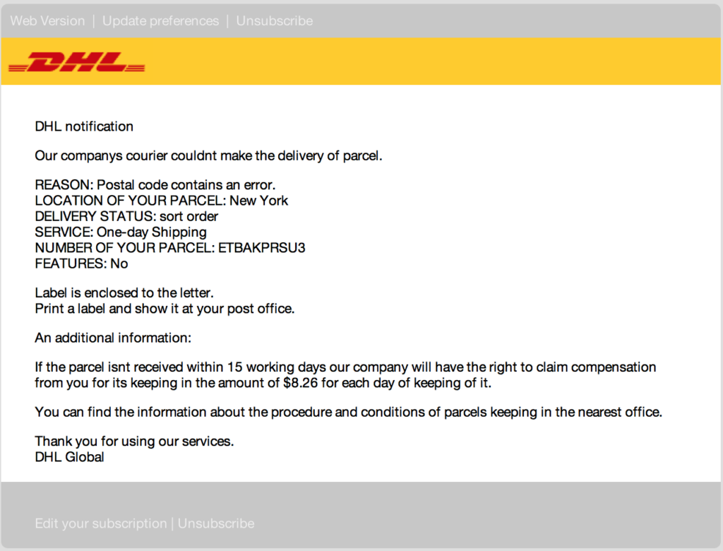 Email Scam: Mr. John Hawk DHL Courier Company - FraudsWatch.com