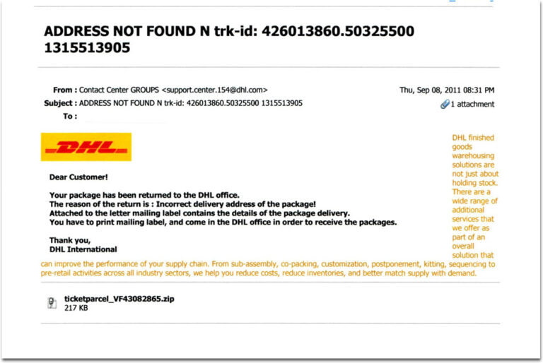 Email Scam: Mr. John Hawk DHL Courier Company » FraudsWatch