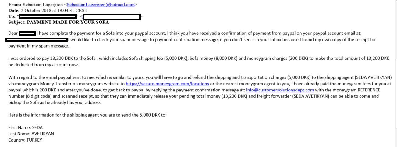 Sofa-payment-scam - FraudsWatch